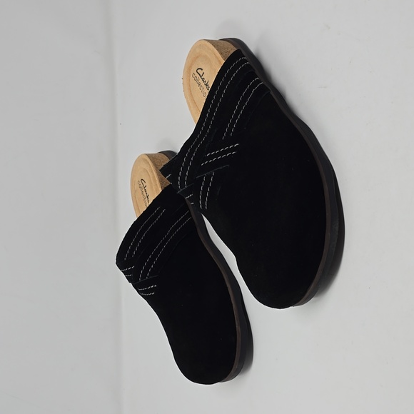 Clarks | Shoes | Clarks Brynn Slide Black Suede Clogs Slip On Womens ...